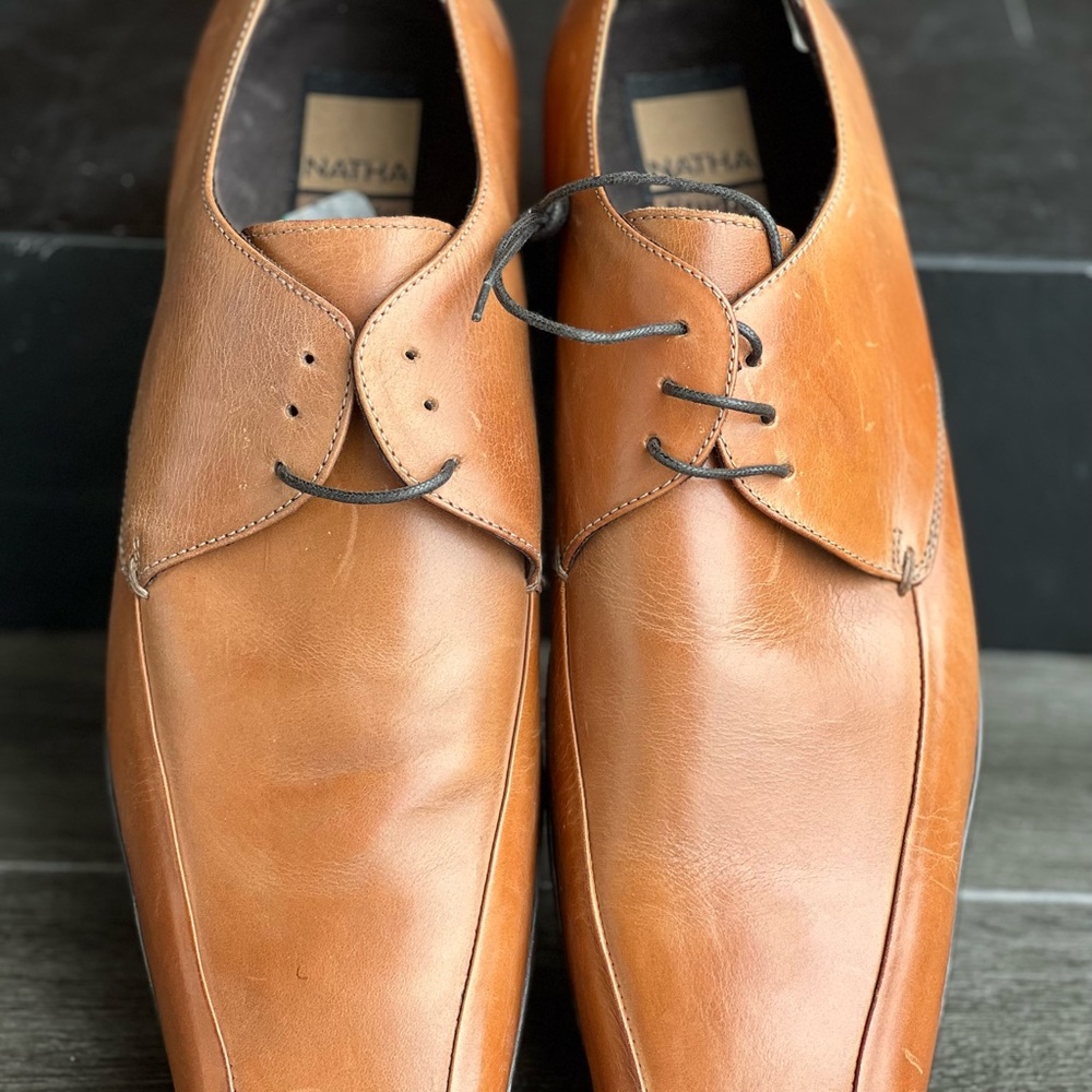 Natha Studio Brown Leather Dress Shoes Size 12 - Gem